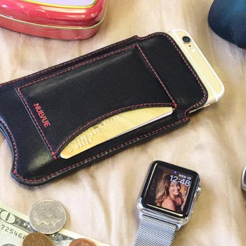 iPhone 8 / 7 sleeve wallet case black genuine leather – NUEVUE UK